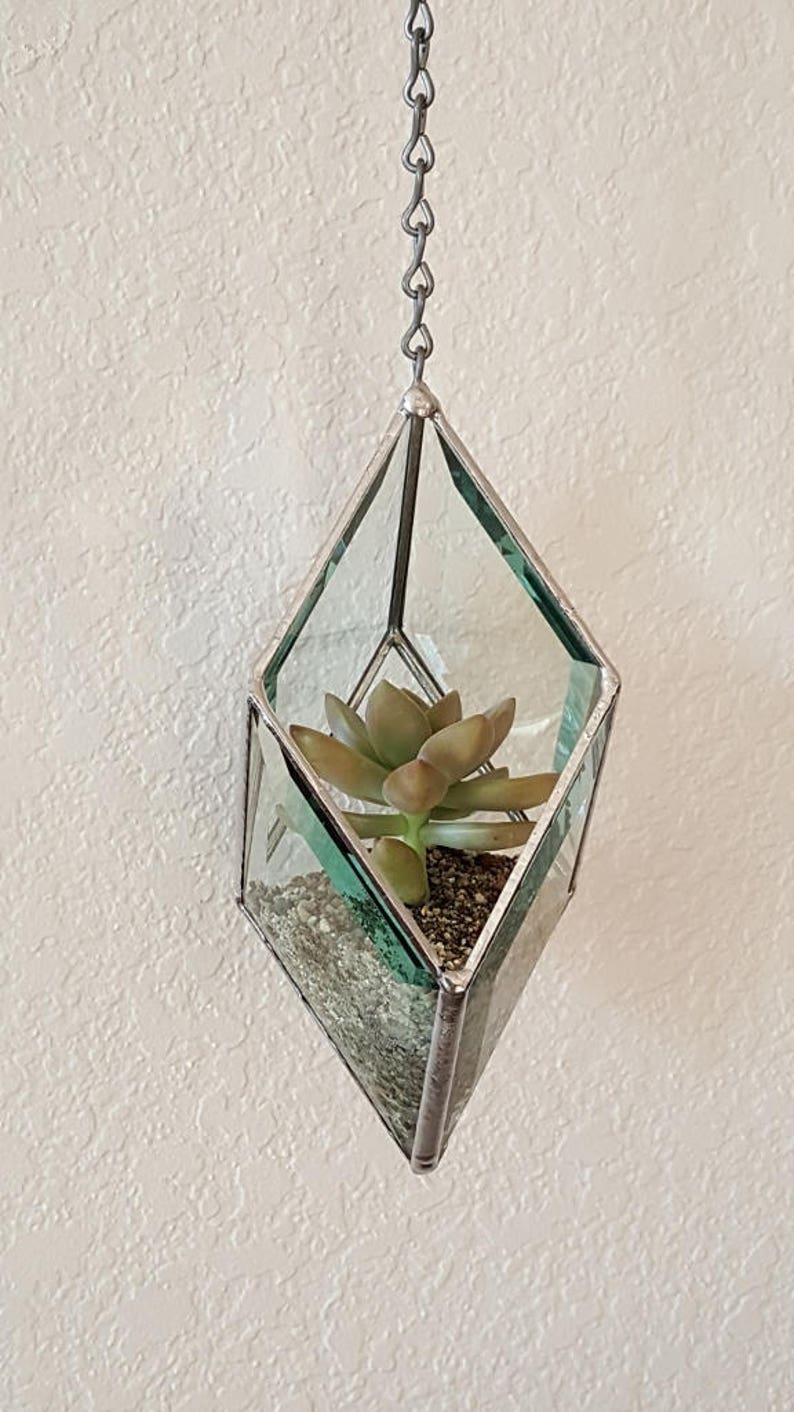 Beveled Glass Hanging Planter - Etsy