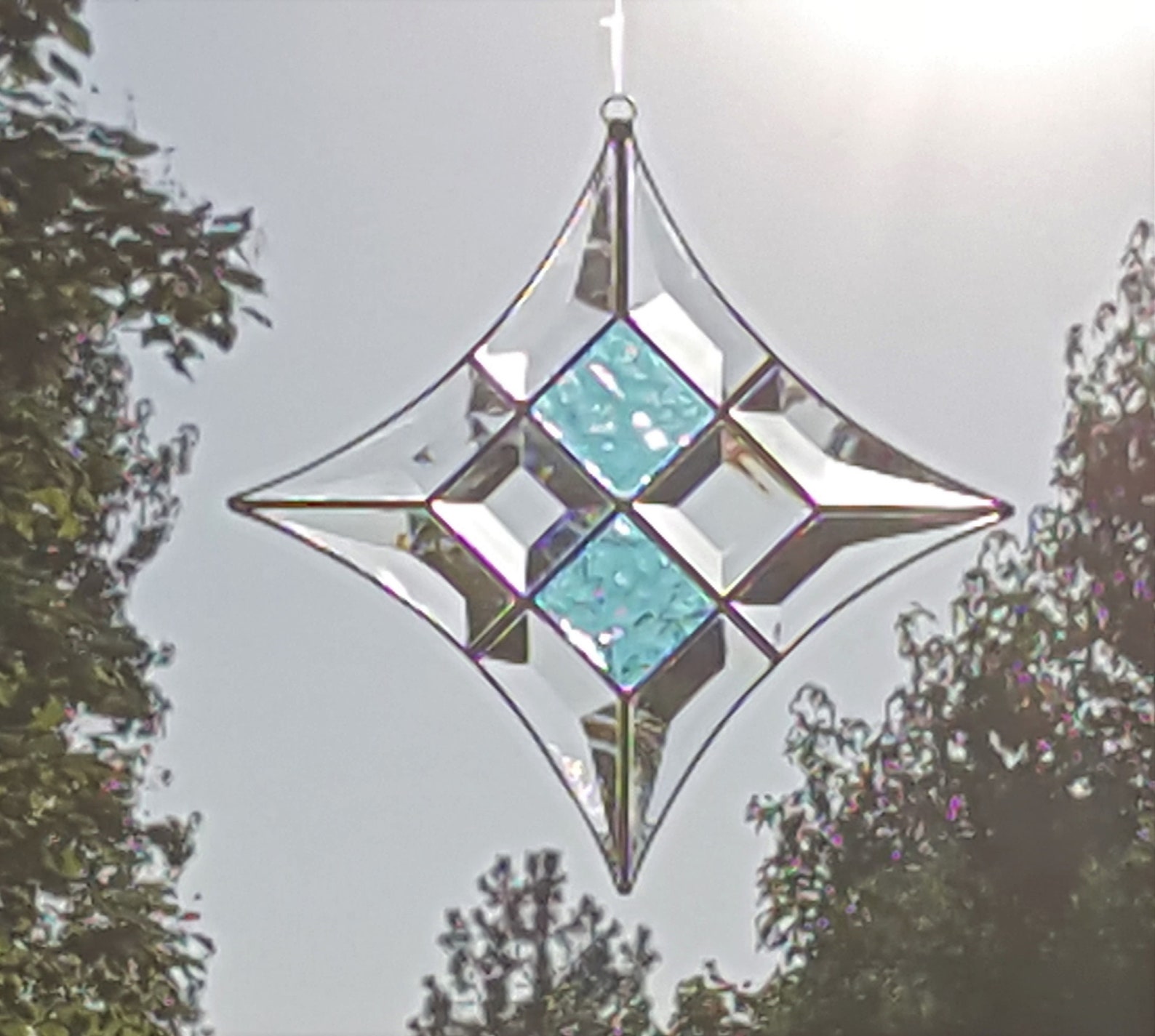 3-pack Beveled Glass Diamond With Light Turquoise - Etsy
