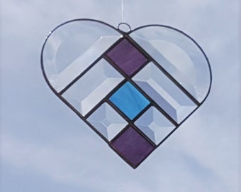 Beveled Glass Heart With Iridescent Accents | Etsy