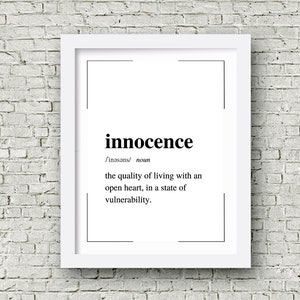 Innocence Definition Print, Enneagram 8 Virtue, Enneagram 8 Printable ...