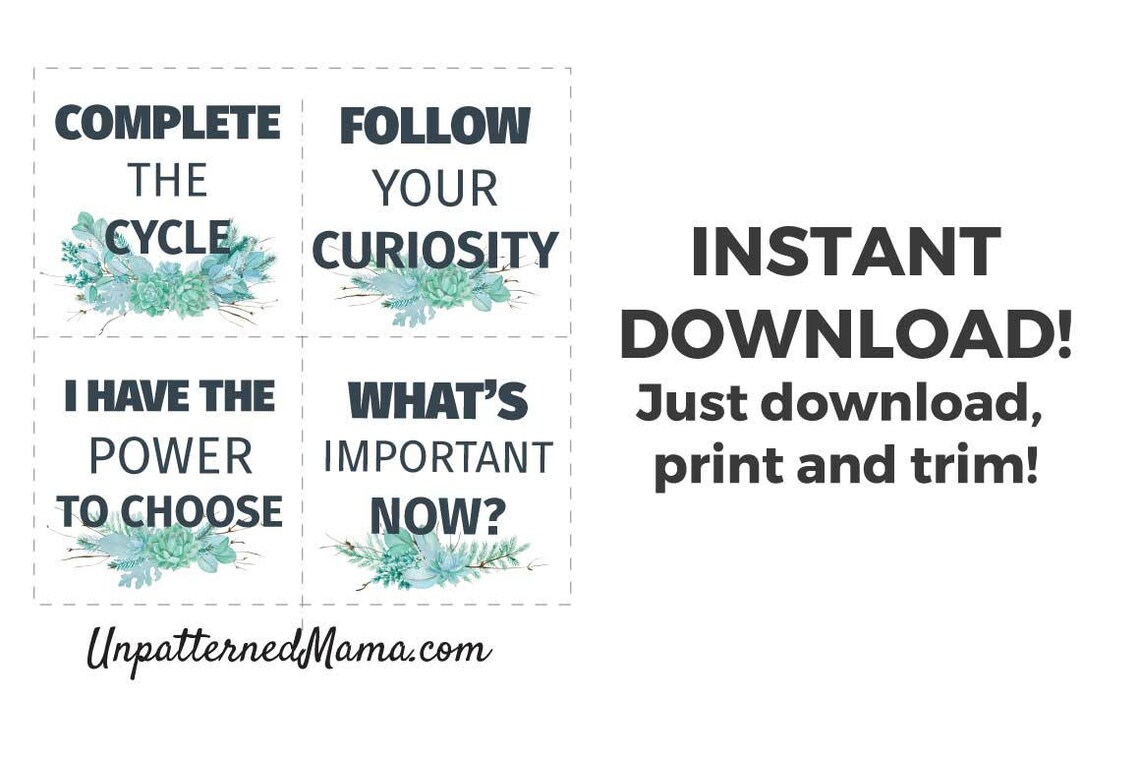 Motivational Decor - Printable Positive Thoughts - Mantra Cards ...