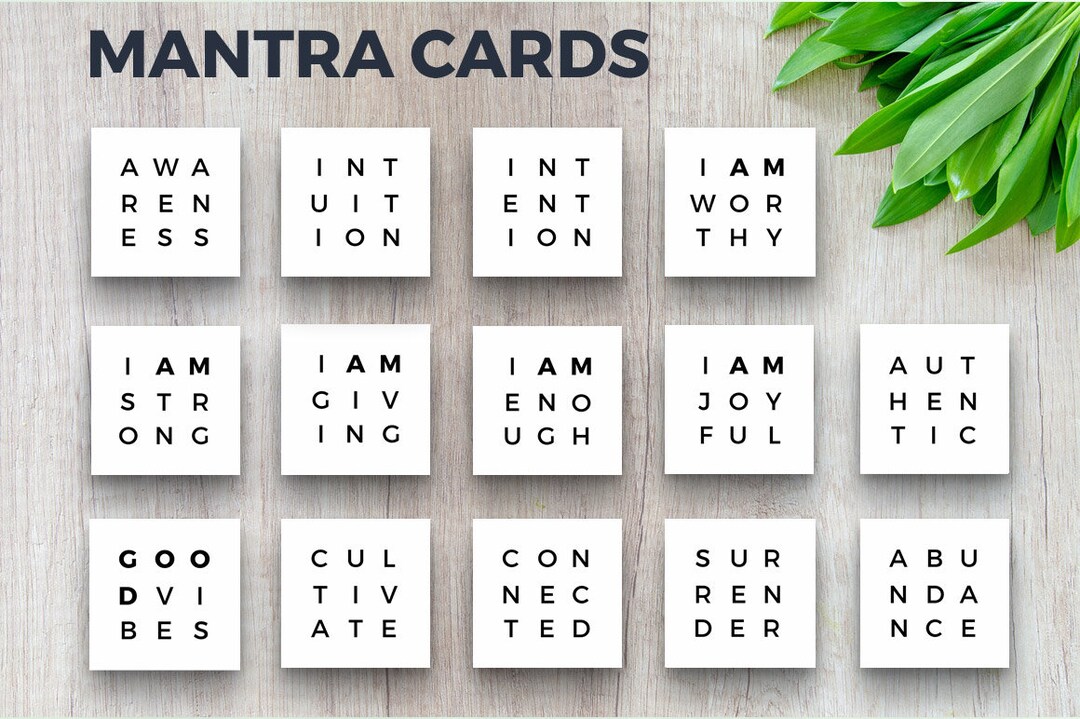 Printable Mantra Cards, Digital Download Square Prints,word of the Year ...