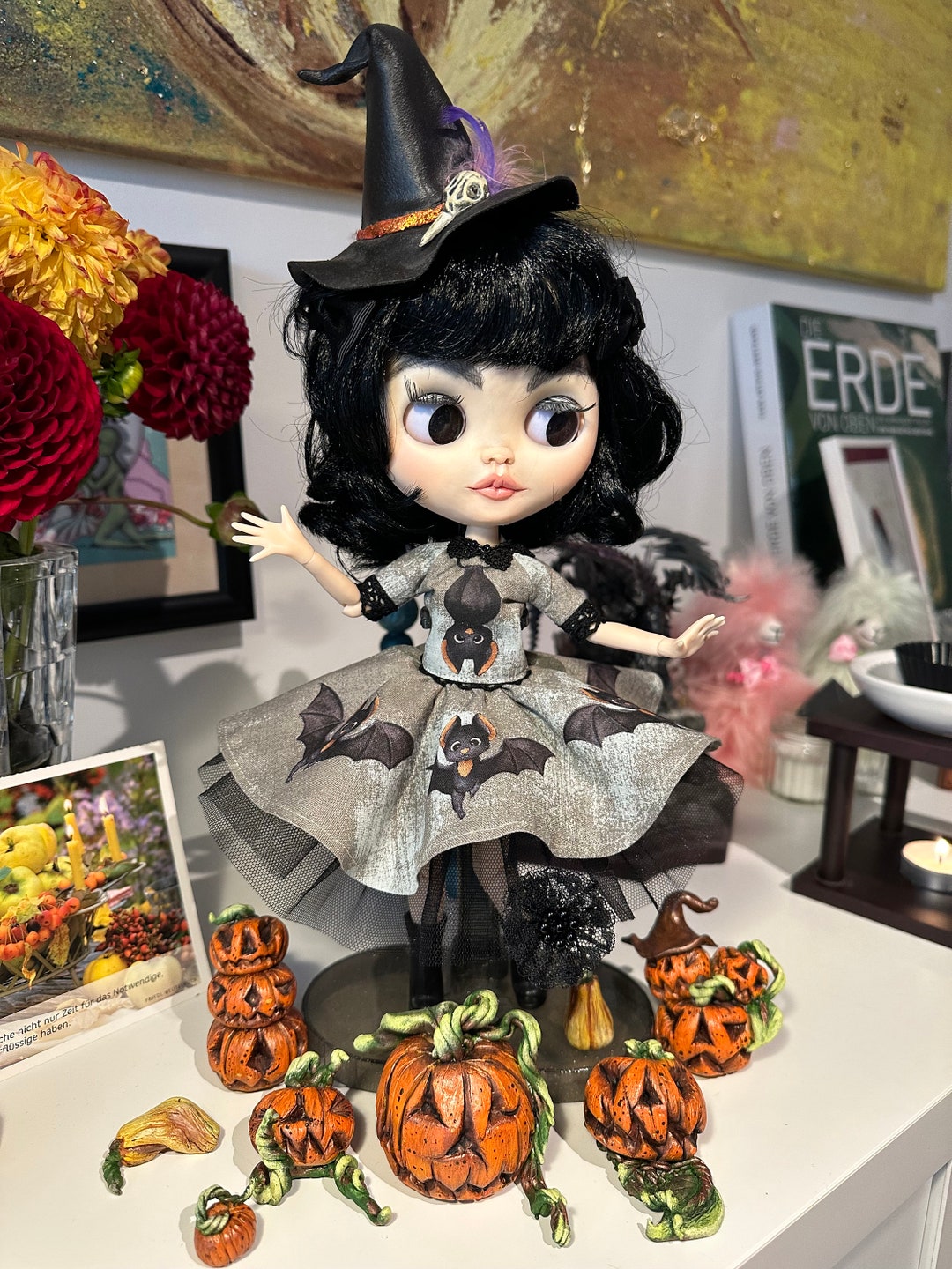 Halloween/gothic Blythe Custom Doll Outfit, Set Dress Petticoat, Blythe ...