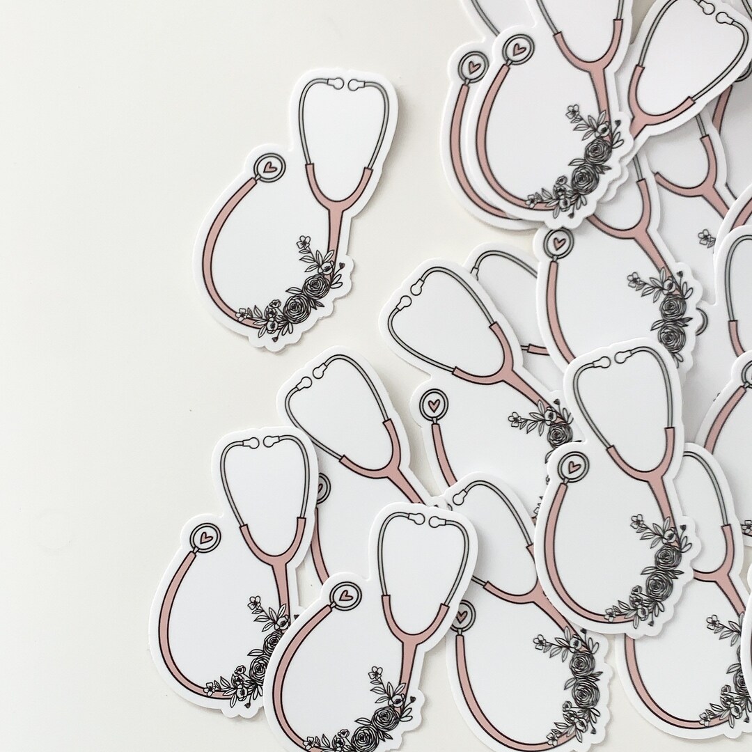 Floral Stethoscope Sticker, Nurse Sticker, EMT Sticker, Doctor Sticker ...