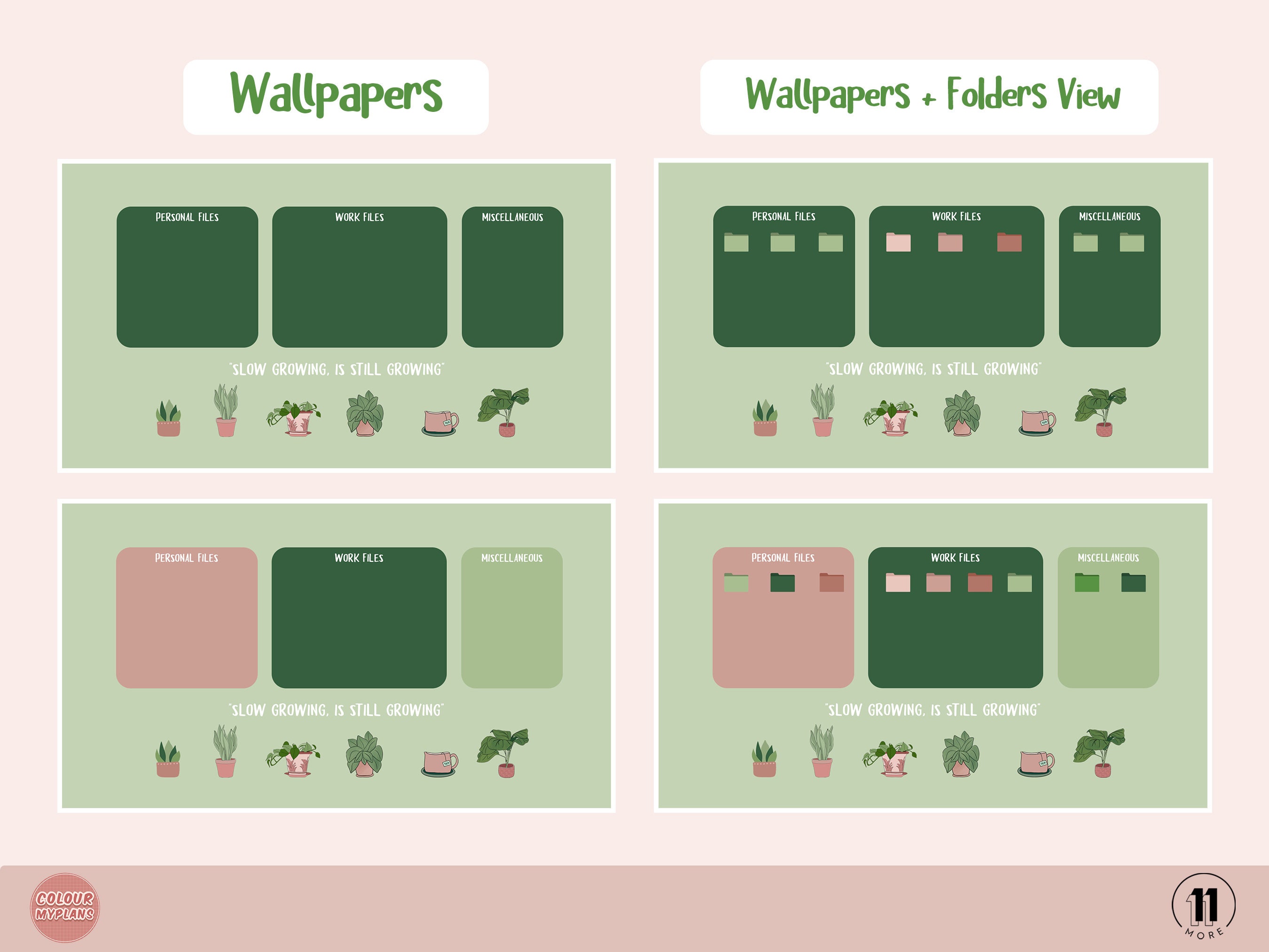 Green Pink Desktop Folder Icons Aesthetic Organizing | Etsy