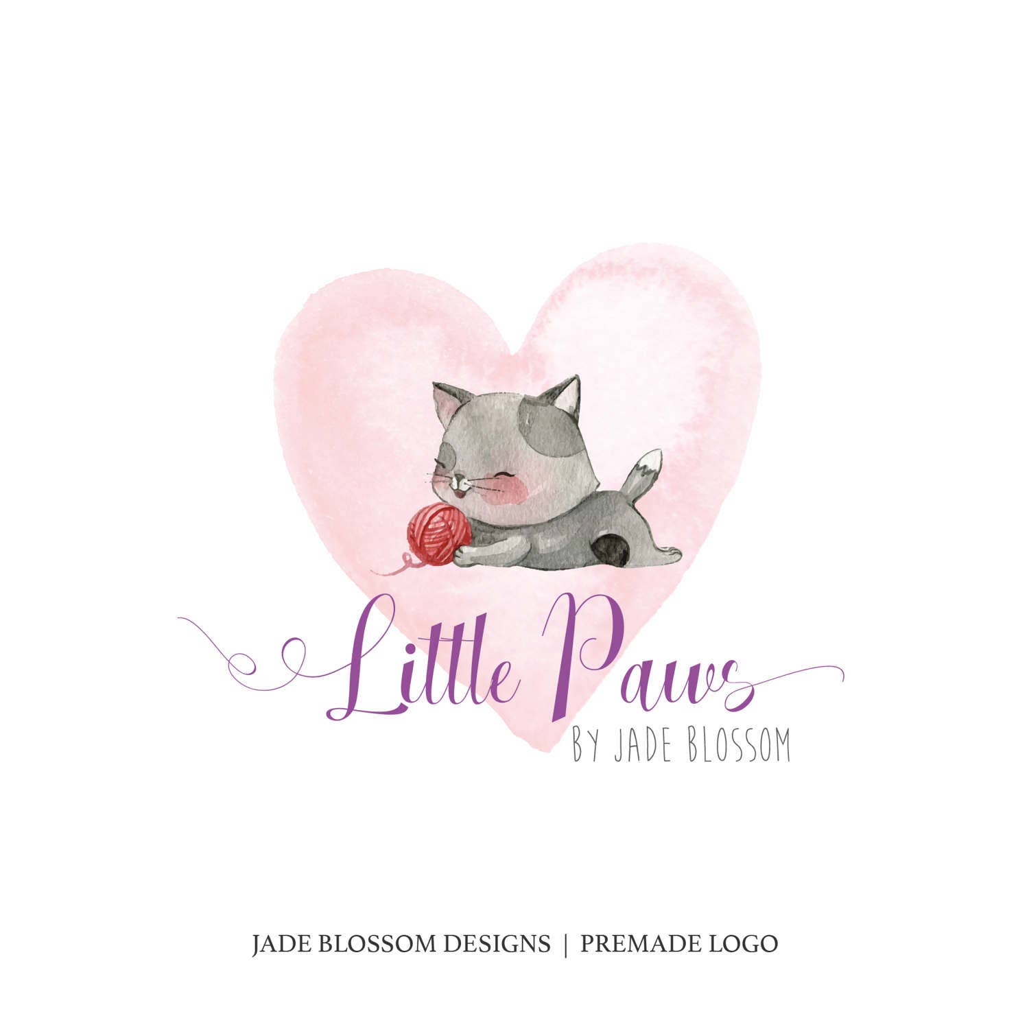 Premade Logo Watercolor Logo Cat Logo Watercolour | Etsy