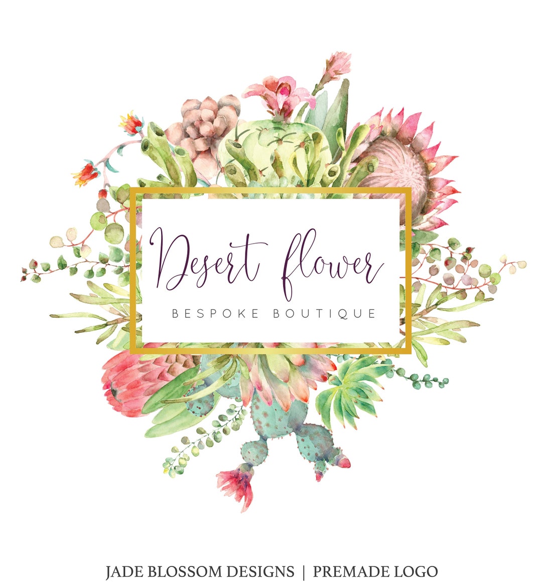 Premade Logo Design Modern Logo Succulent Logo Floral Logo Cactus Logo ...
