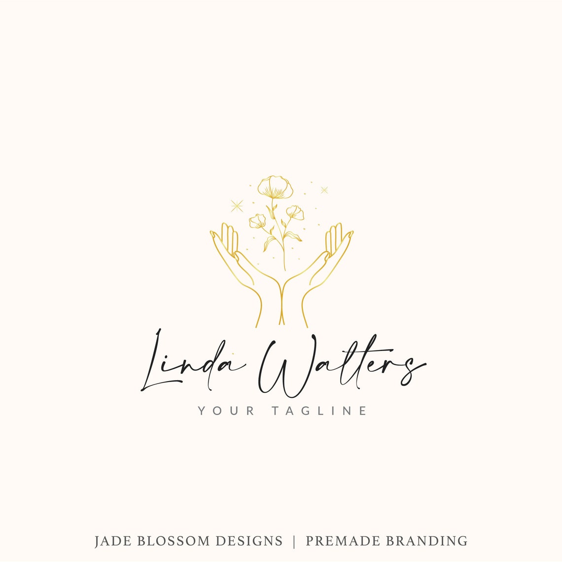 Premade Logo Gold Logo Hands Logo Premade Branding - Etsy