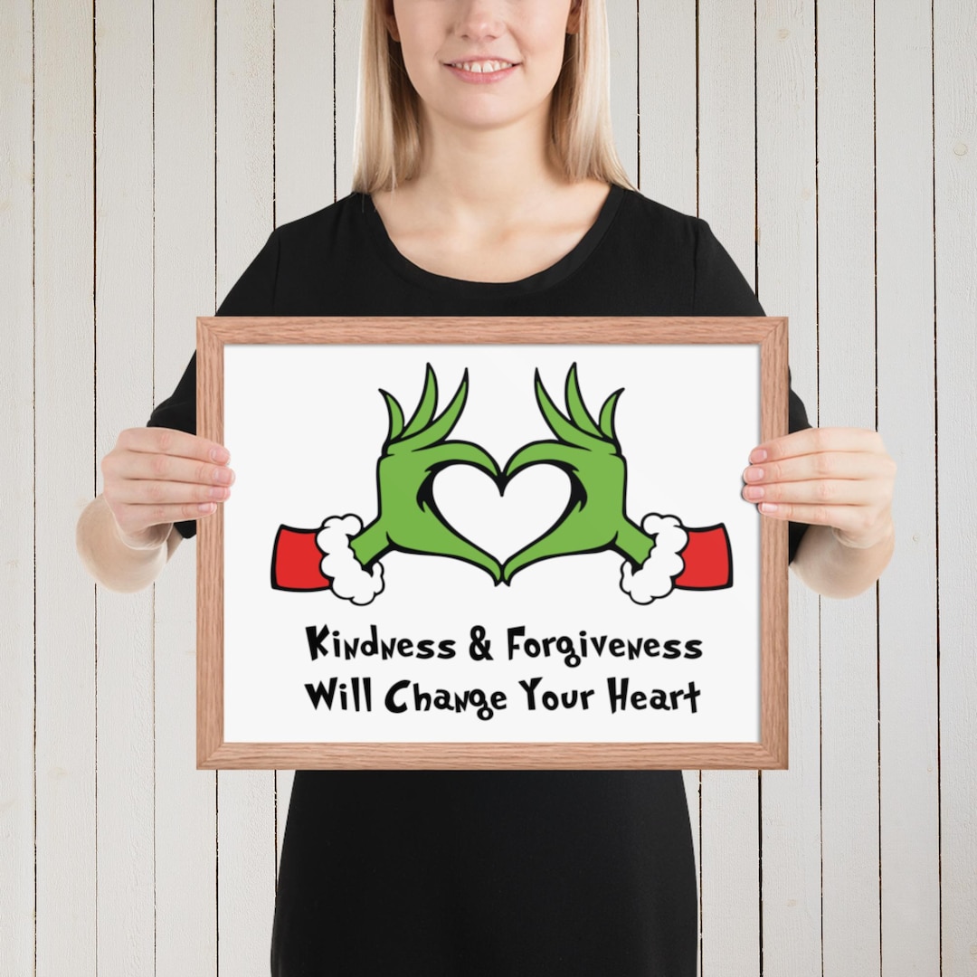 The Grinch Kindness Framed Poster - Etsy
