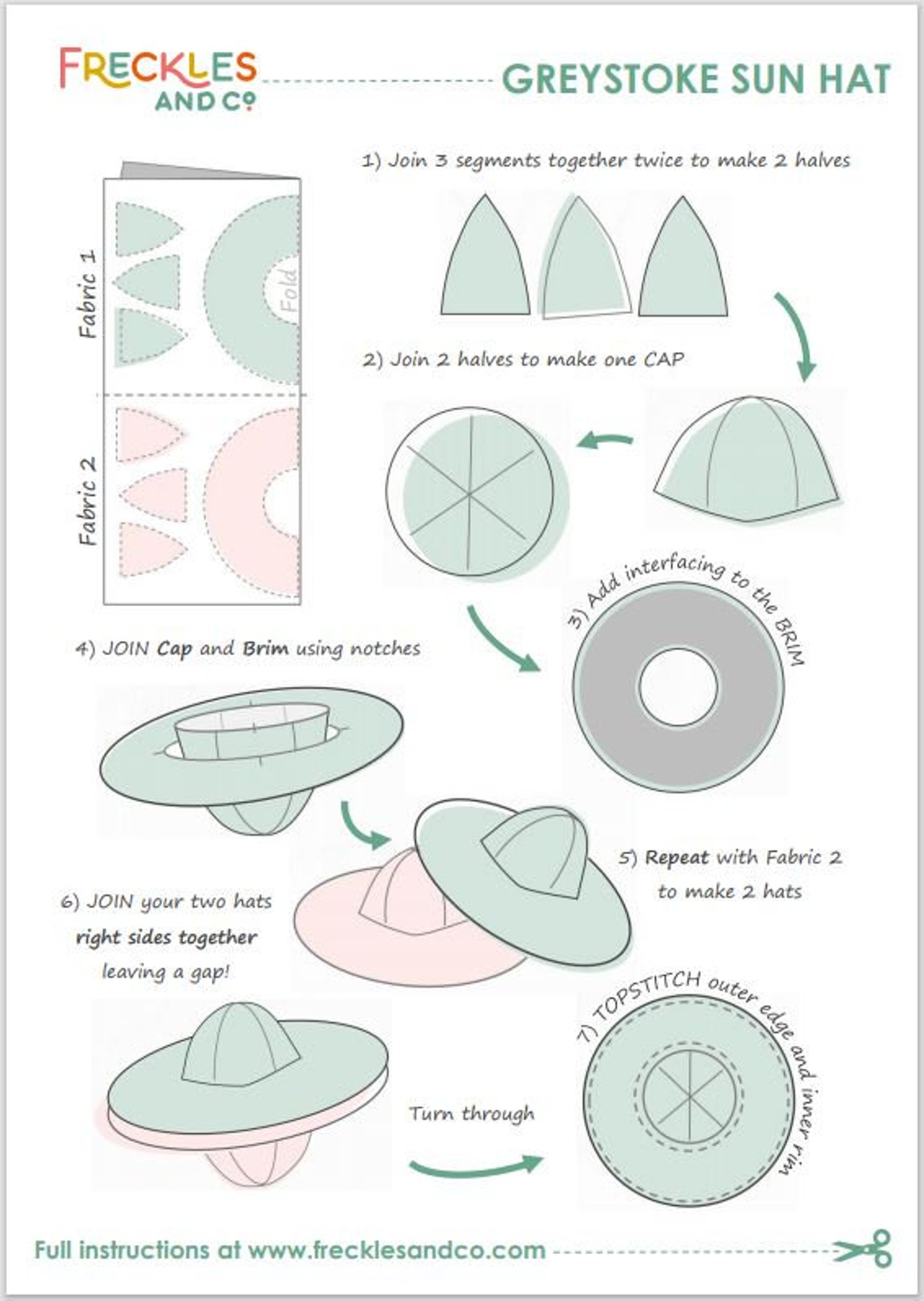 Reversible Sun Hat Sewing Pattern: Wide Brim, Kids to Adults (PDF ...