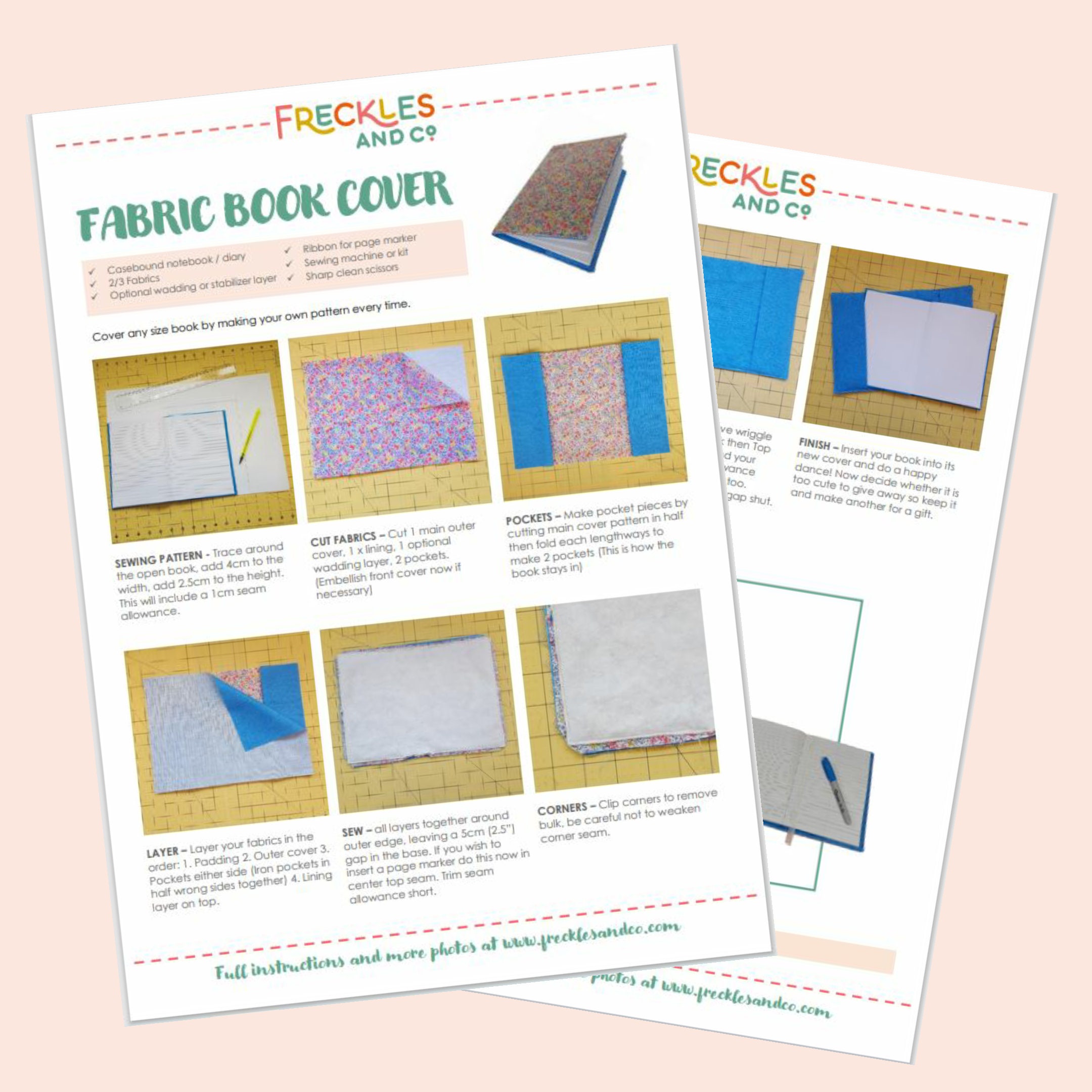 Fabric Book Covers - Sewing Instructions - Instant PDF Download - Diary ...