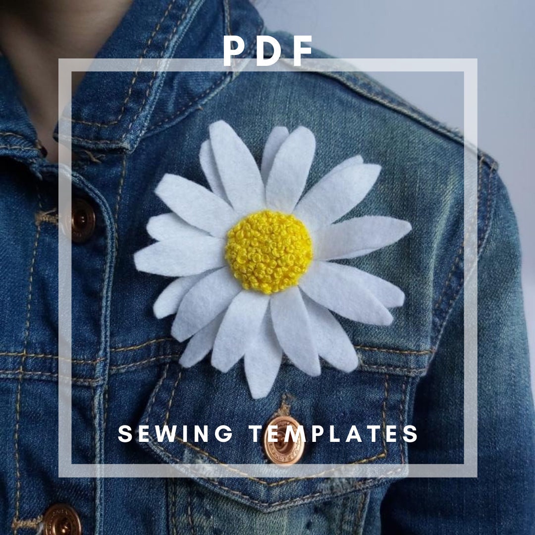 Flower Brooch PDF SEWING TEMPLATE Download Daisy Sunflower Brooch - Etsy