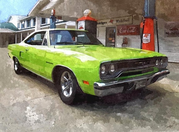 MUSCLE CAR Artmuscle Carscustom Car Artwatercolor | Etsy