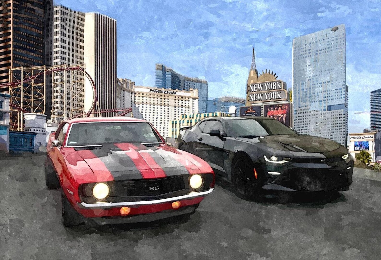 MUSCLE CAR Artmuscle Carscustom Car Artwatercolor | Etsy