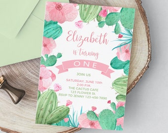 Cactus invitation | Etsy