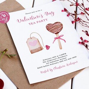 Editable Valentine's Day Tea Party Invitation // Printable Tea ...