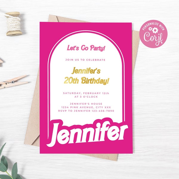 Hot Pink Invitation Etsy