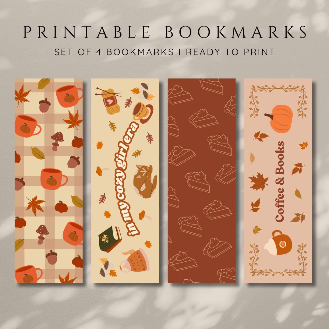 Printable Cozy Fall Season Bookmarks L Set of 4 Ready-to-print ...