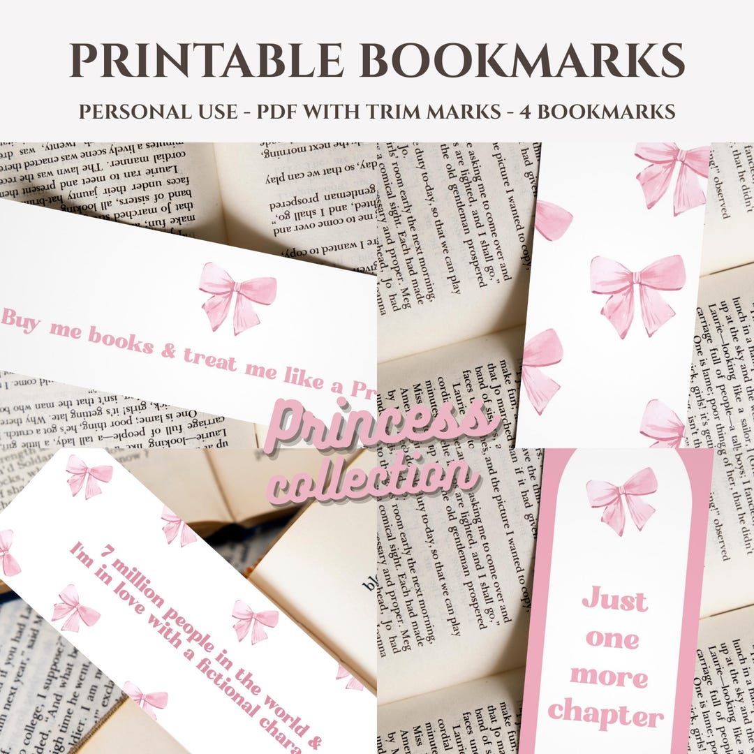 Printable Princess Bookmarks L Set of 4 Digital Ready-to-print ...