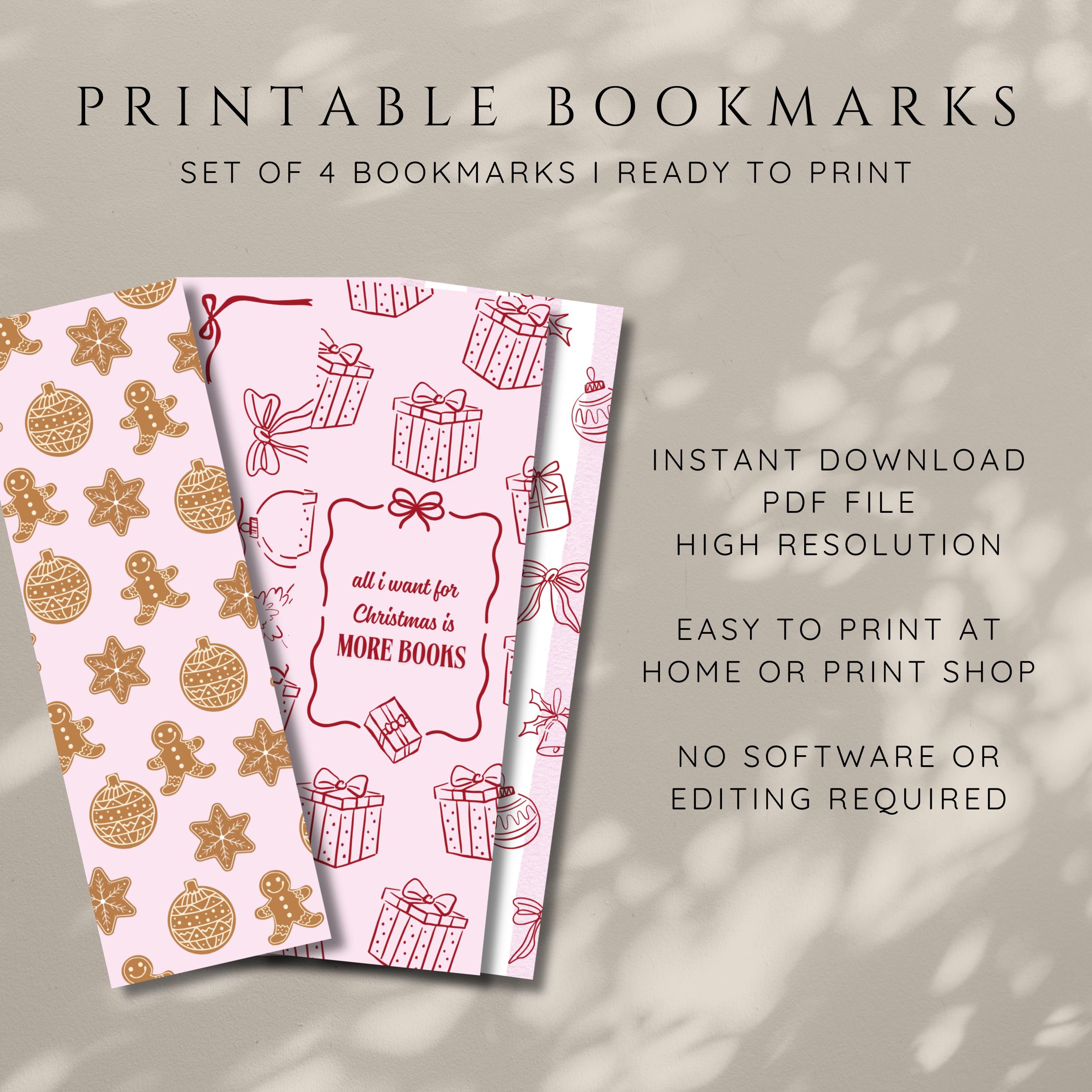 Pink Christmas Bookmarks: Printable Coquette Xmas Bookmarks (PDF ...