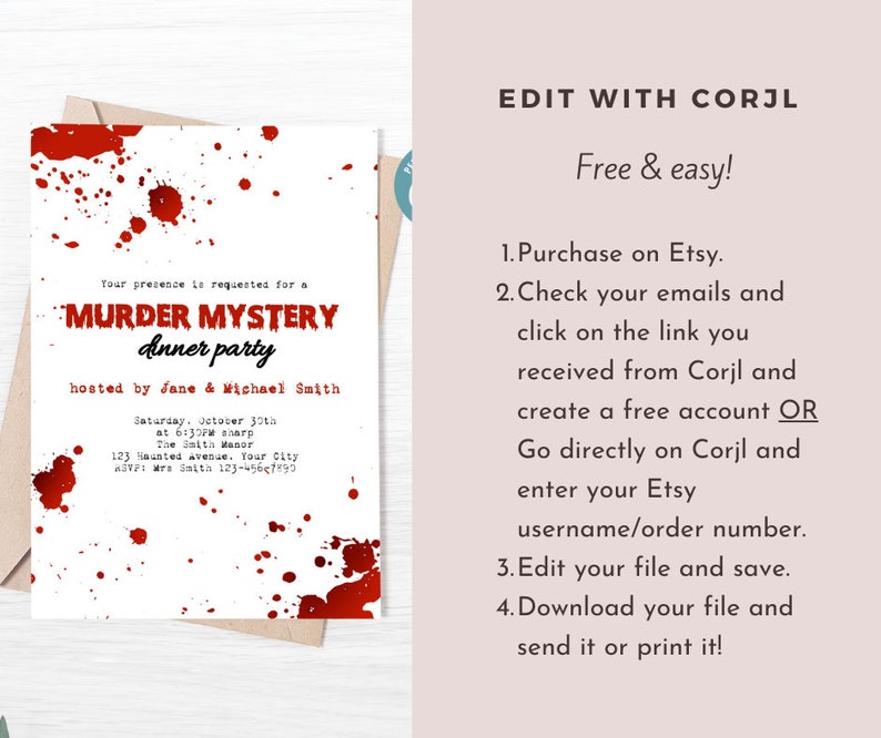 Editable Murder Mystery Dinner Invitation // Printable Bloody - Etsy