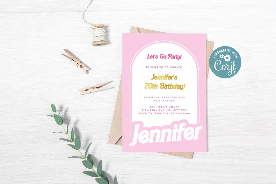 Editable Pink Doll Birthday Invitation // Printable Pink & - Etsy