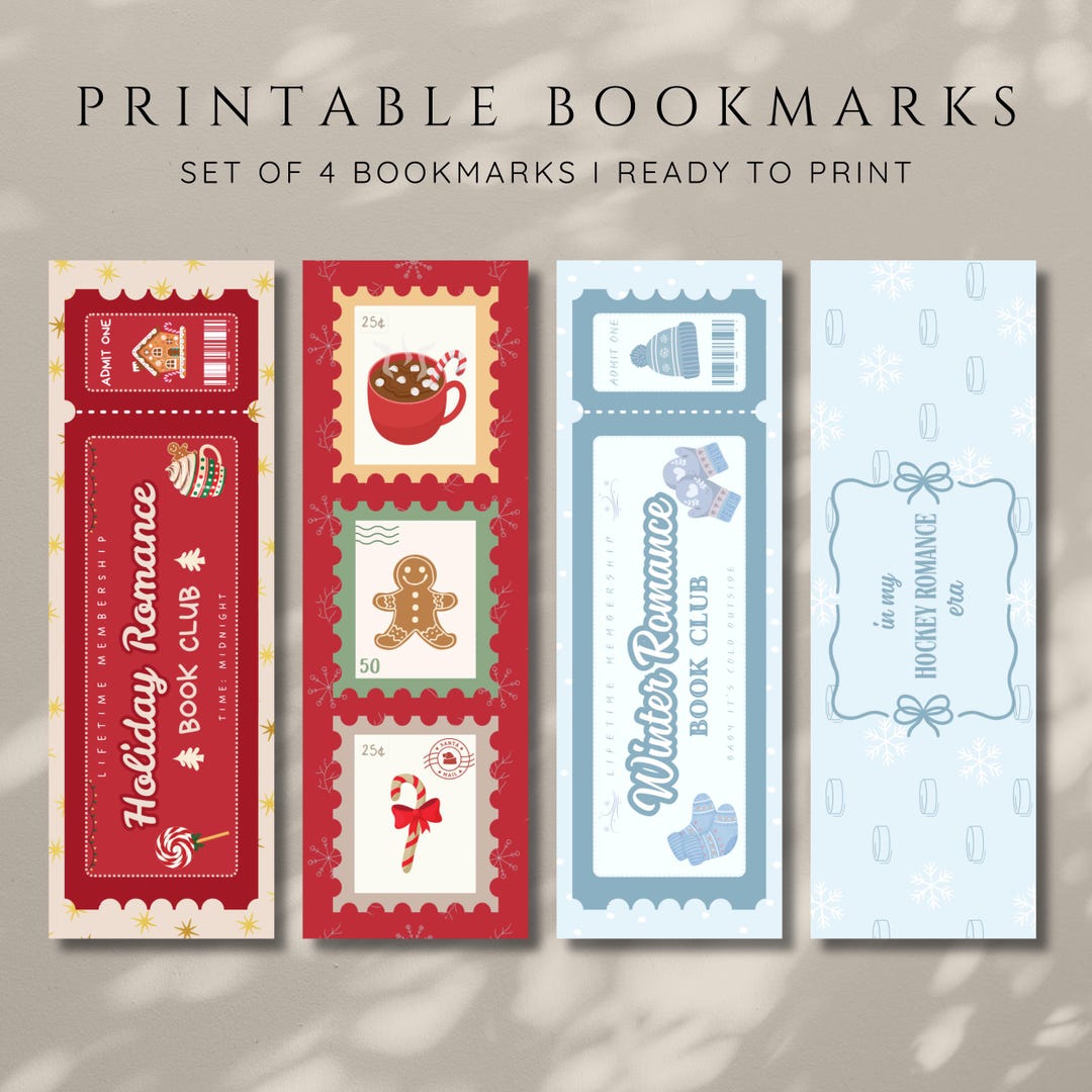 Christmas Book Club Bookmarks: Printable Bookish Gift (PDF Download) - Etsy
