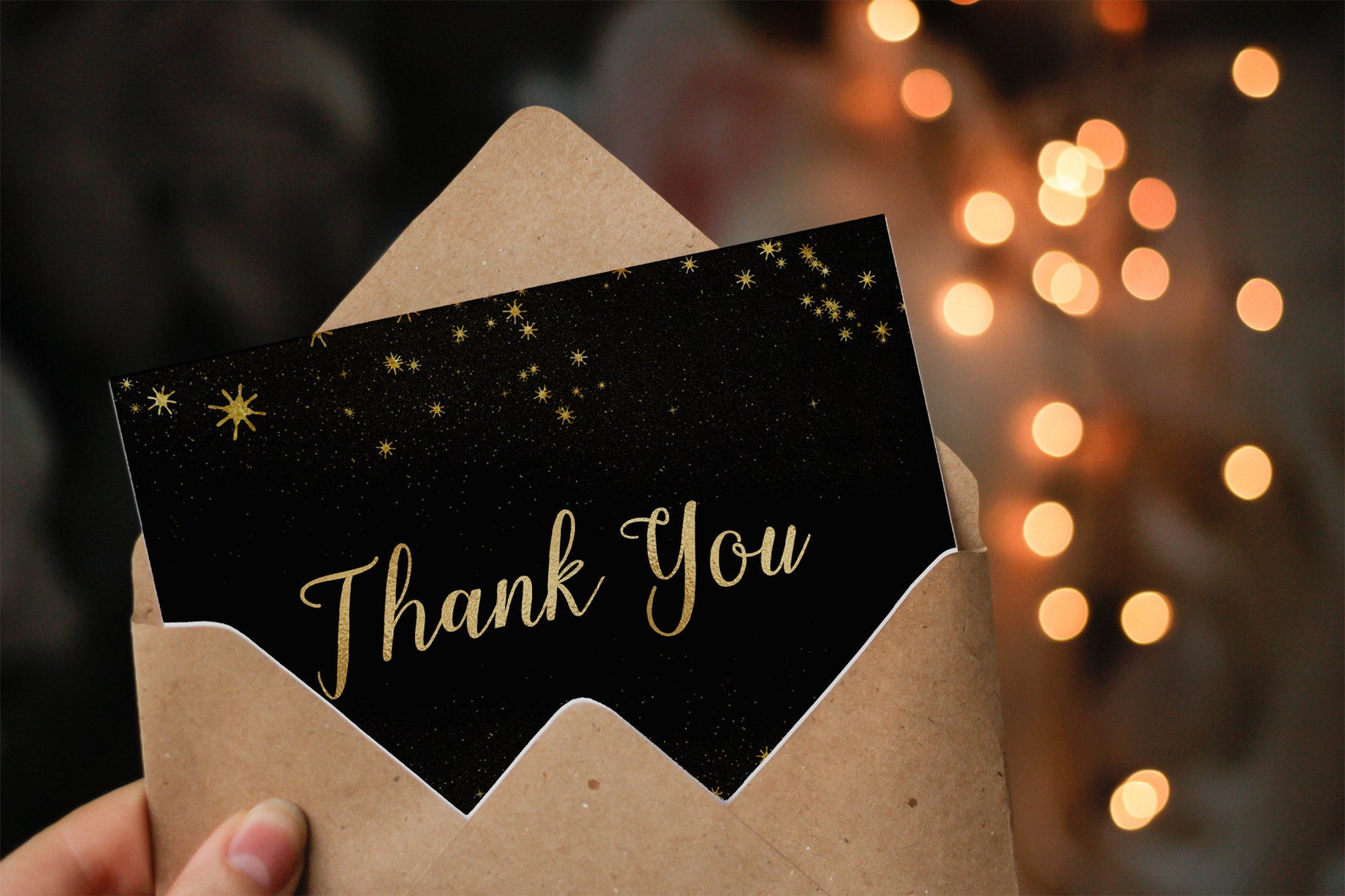 Starry Night Thank You Card // Printable Slumber Party Thank You Card ...