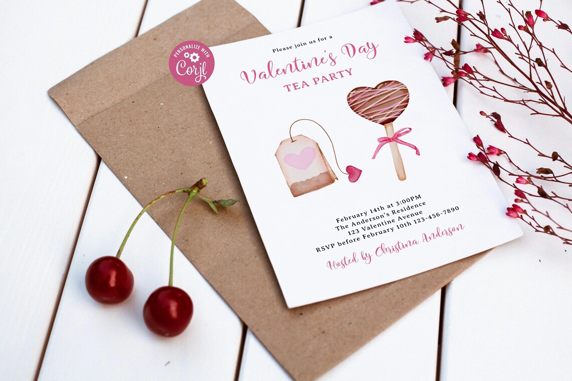 Editable Valentine's Day Tea Party Invitation // Printable Tea ...