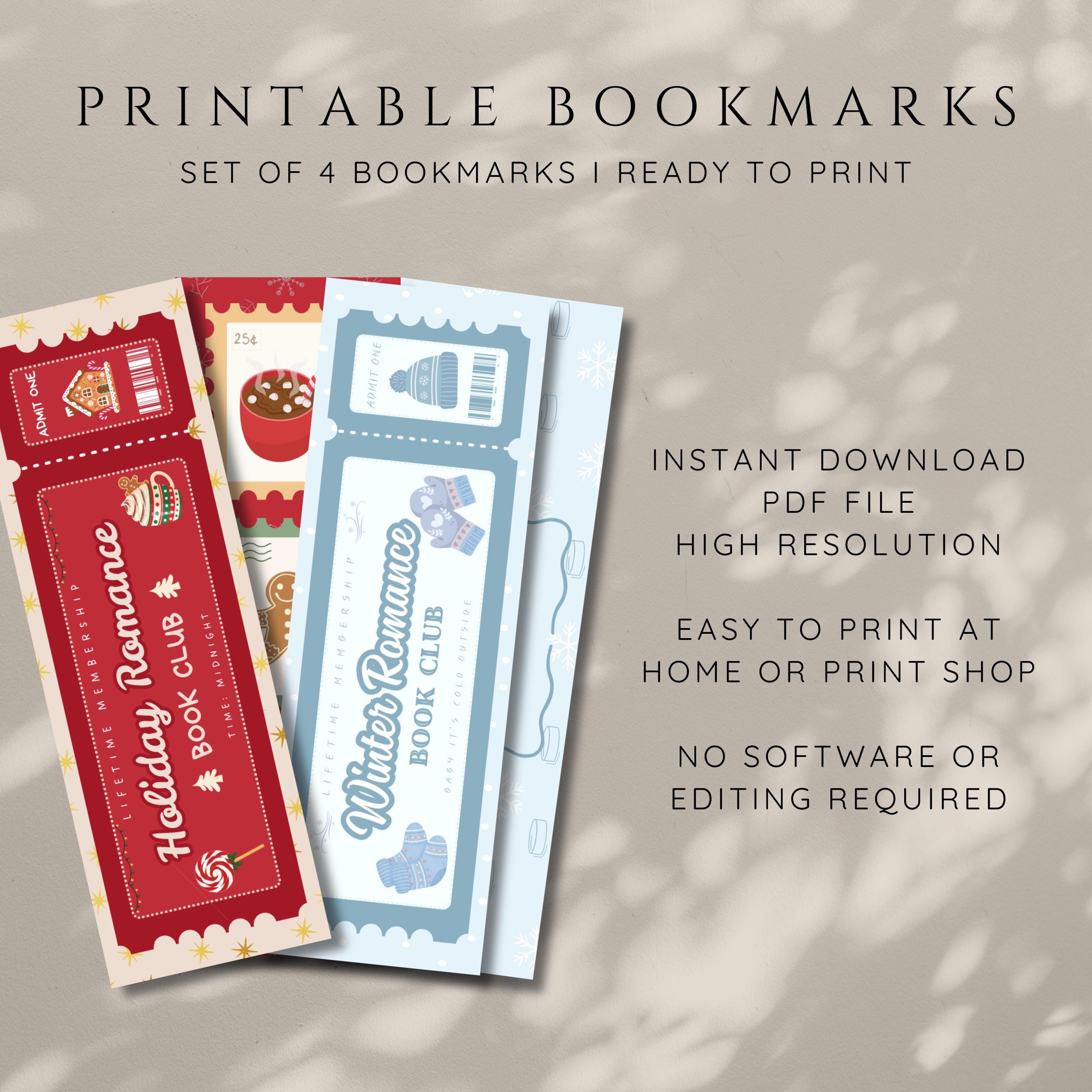Christmas Book Club Bookmarks: Printable Bookish Gift (PDF Download) - Etsy