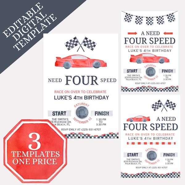Need 4 Speed Birthday Invitation - Etsy