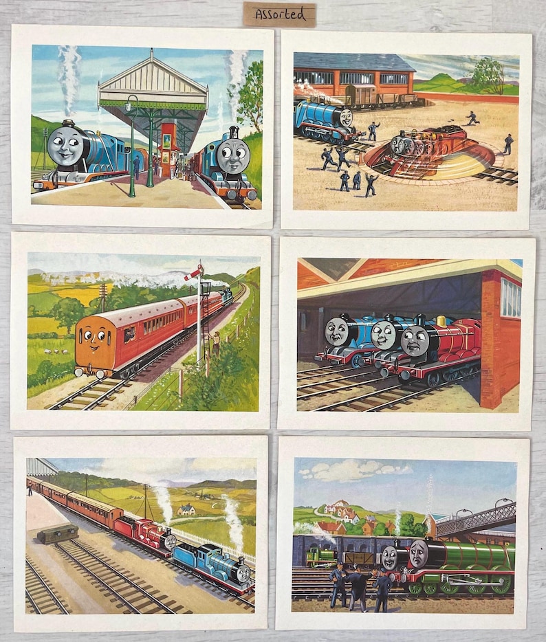 Retro Thomas the Tank Engine Prints, Set of 6 Railway Illustrations ...