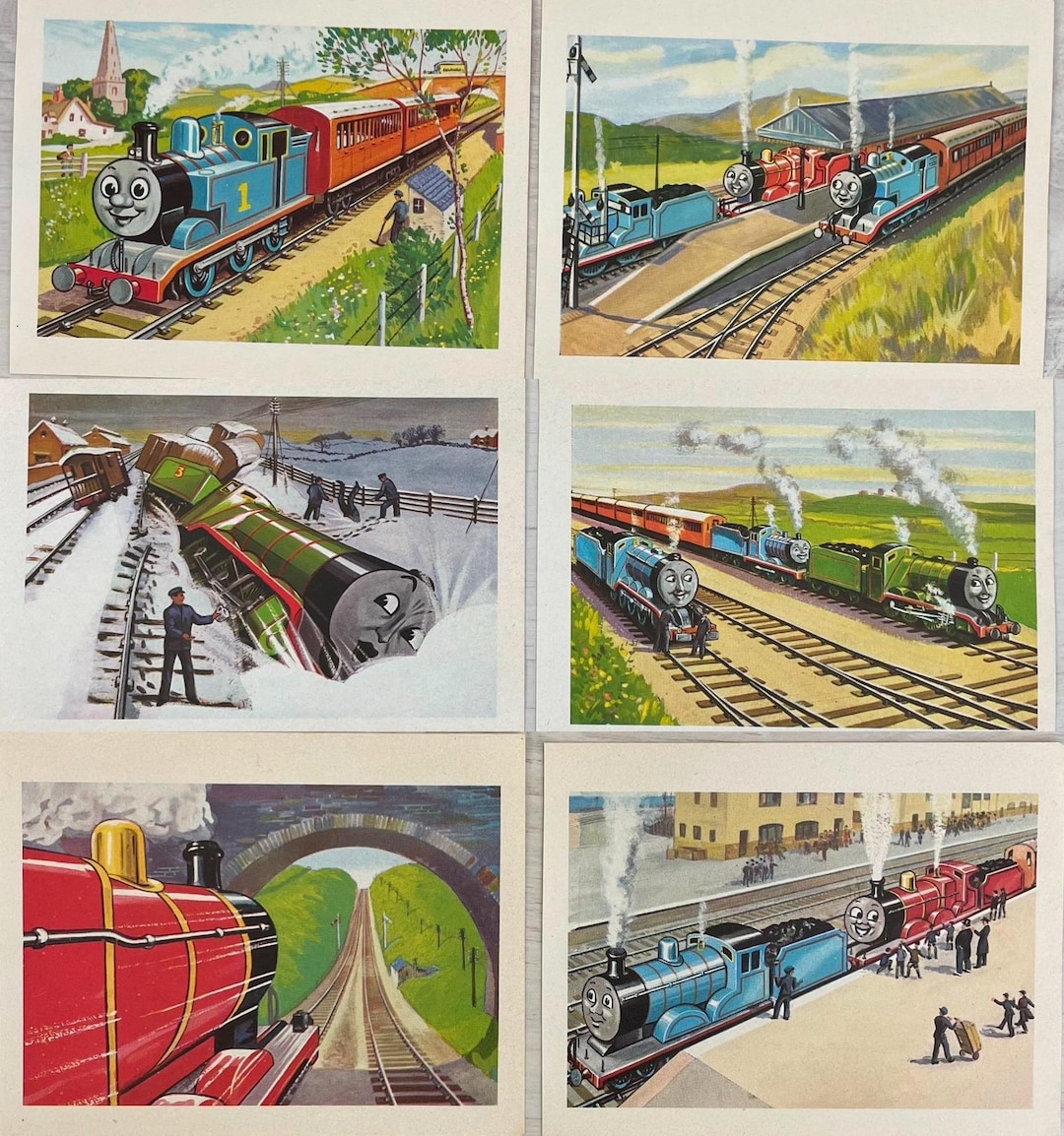 Retro Thomas the Tank Engine Prints, Set of 6 Railway Illustrations ...