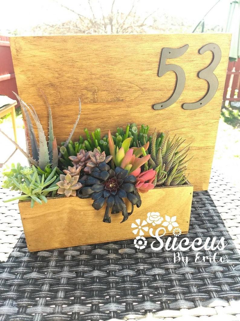 Wooden address planter box succulent door planter home Deco | Etsy