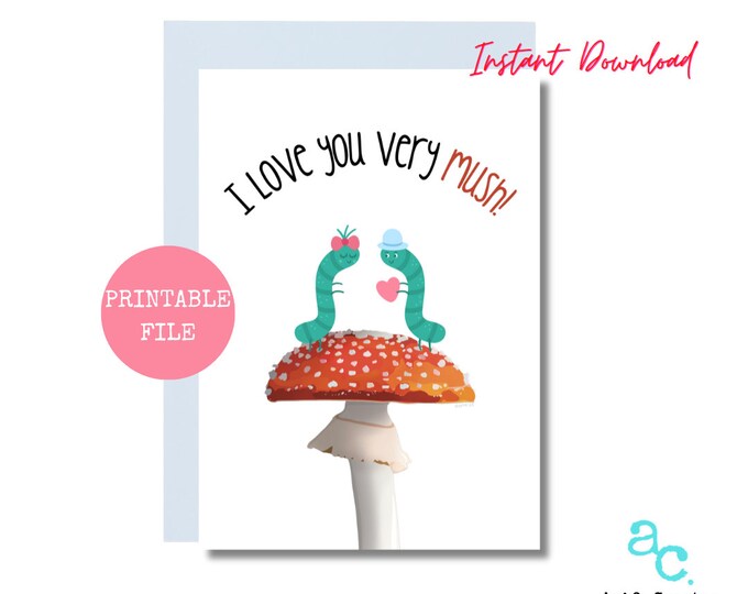 Mushroom Valentine / Printable PDF / Valentines Cards / Cards ...