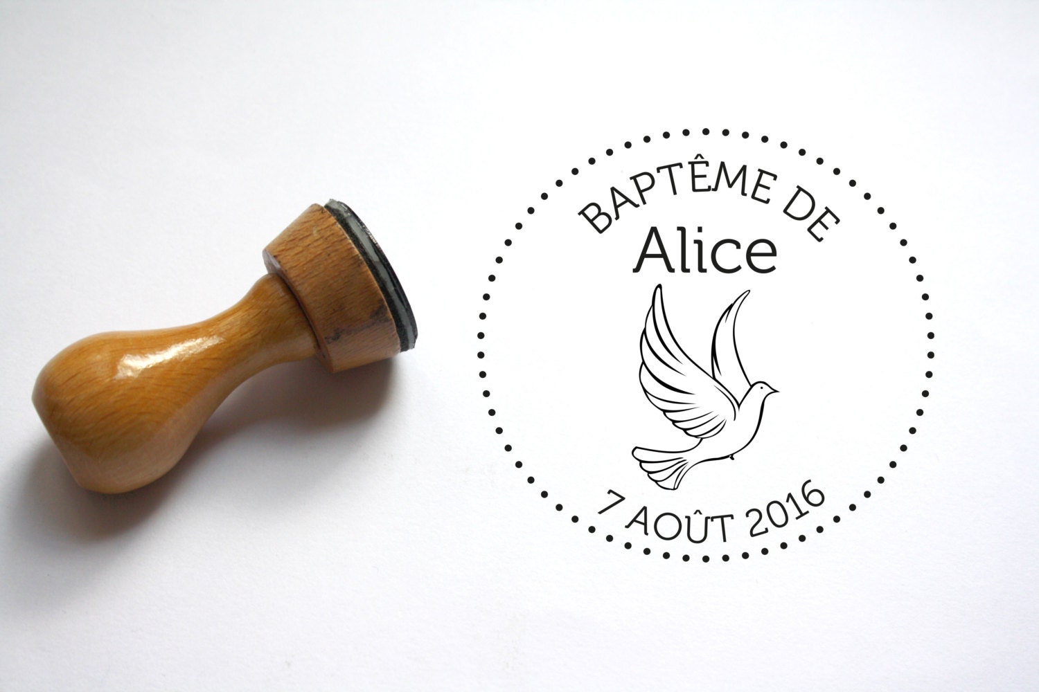 Baptism stamp Custom personalized with name and date bird / | Etsy