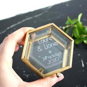 Custom Glass and Metal Wedding Ring Box, Geometric Vintage Art Deco ...