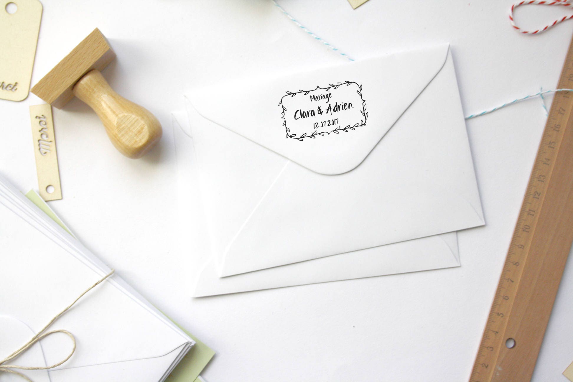 Custom Wedding Stamp Cottage Rustic Style Personalized | Etsy