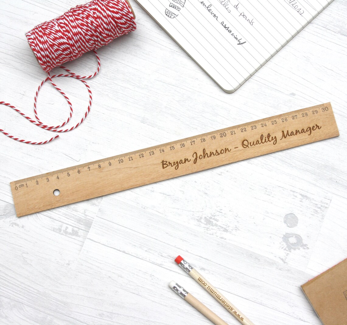 Personalized wooden ruler unique desk accessory | Etsy