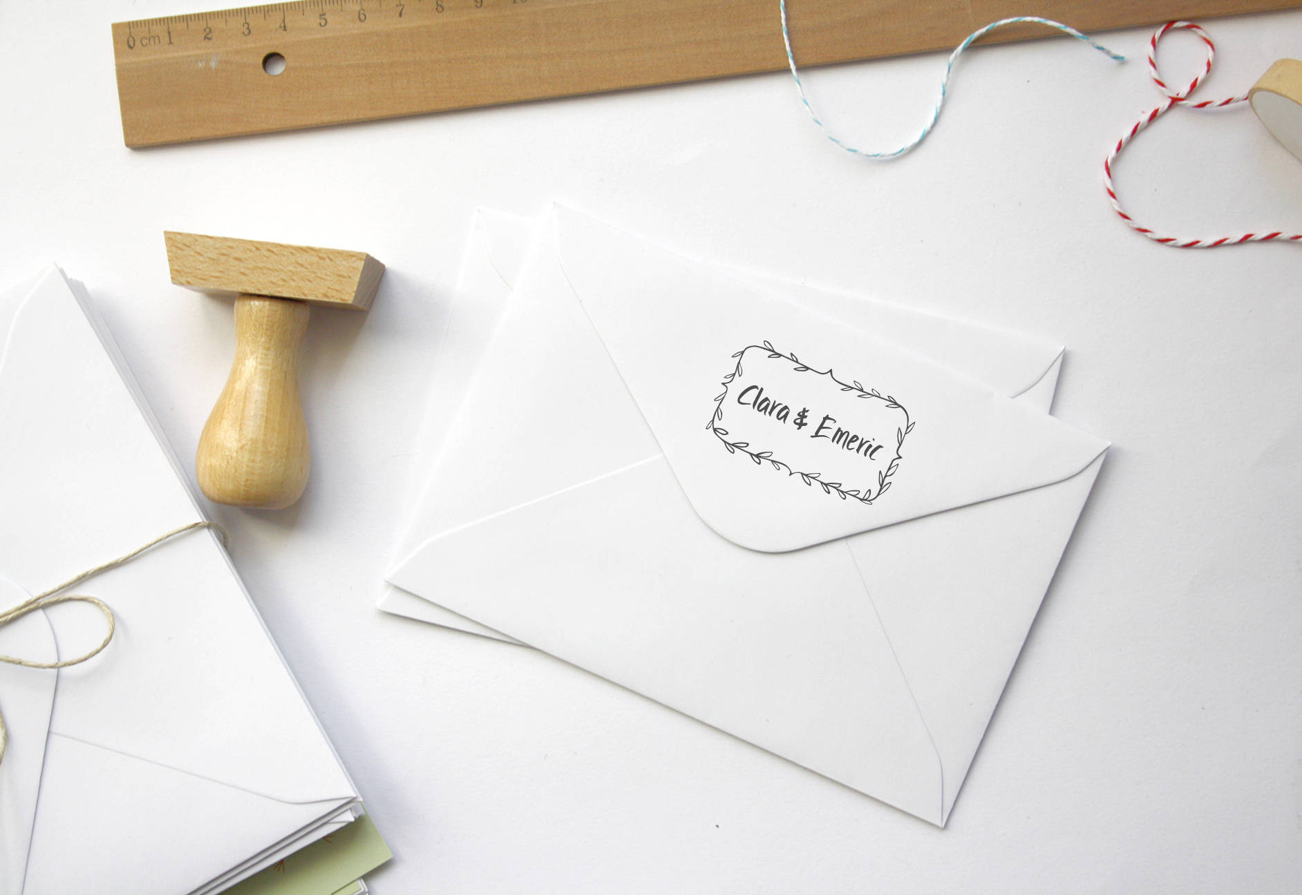 Custom Wedding Stamp, Cottage Rustic Style, Personalized Invitation ...