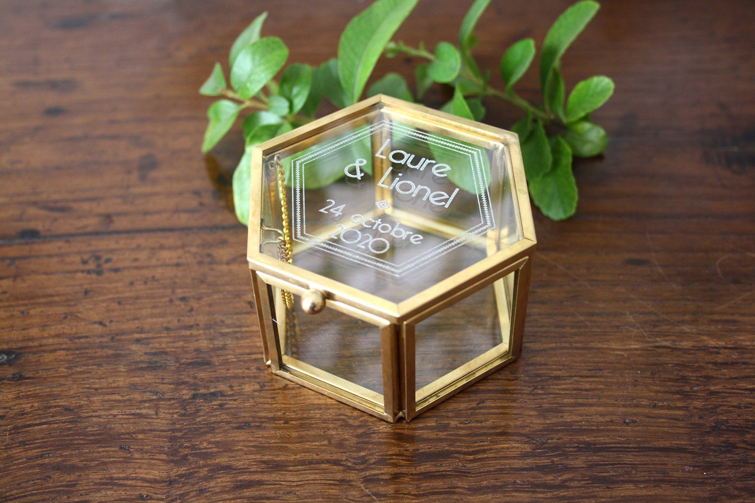 Custom Glass and Metal Wedding Ring Box, Geometric Vintage Art Deco ...