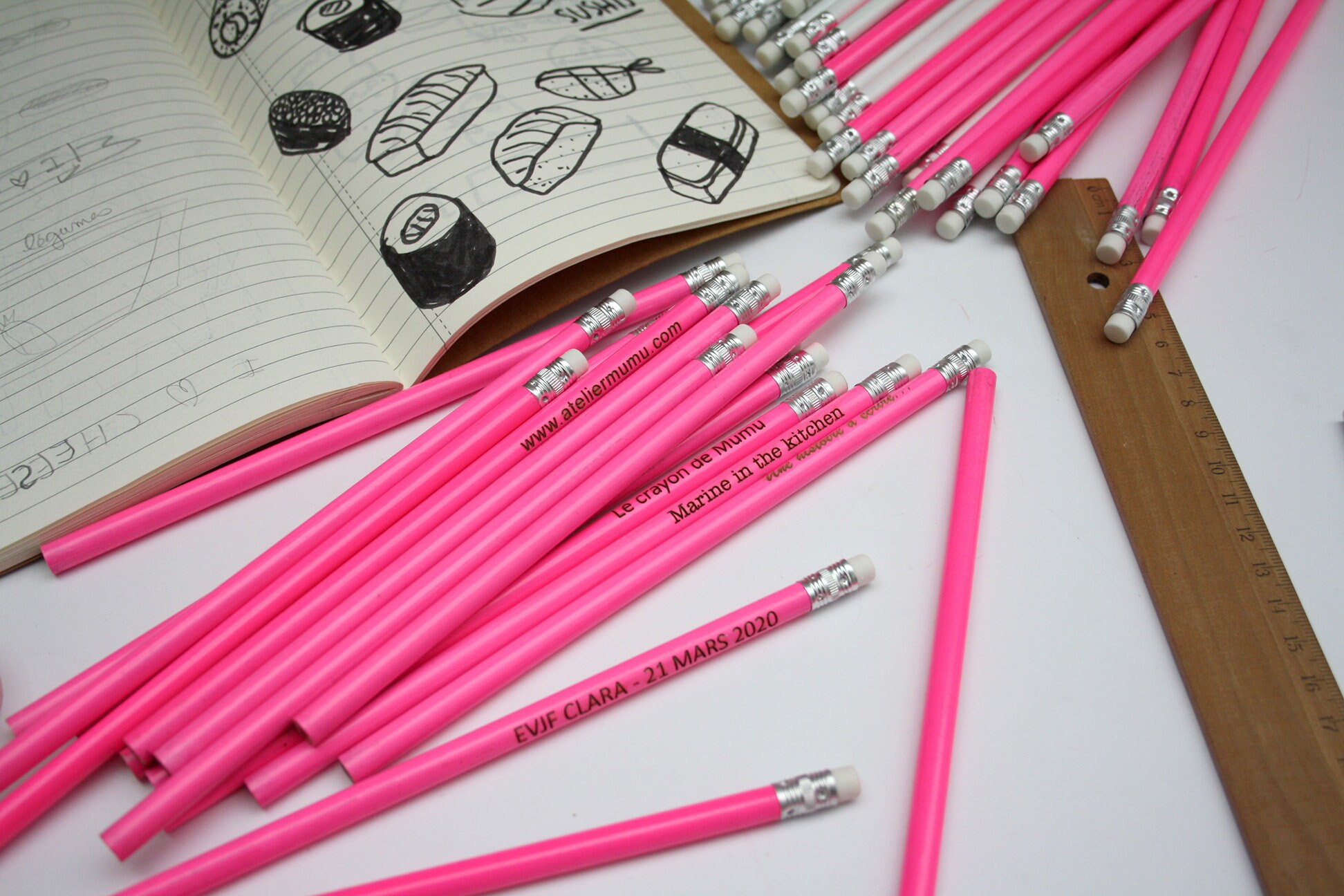 Pack of 25 Pink Customs Pencils in Wood Bachelorette or - Etsy UK