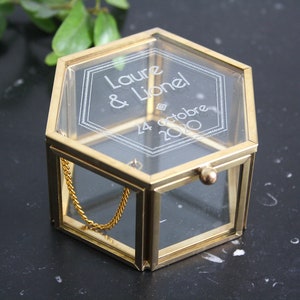 Custom Glass and Metal Wedding Ring Box, Geometric Vintage Art Deco ...