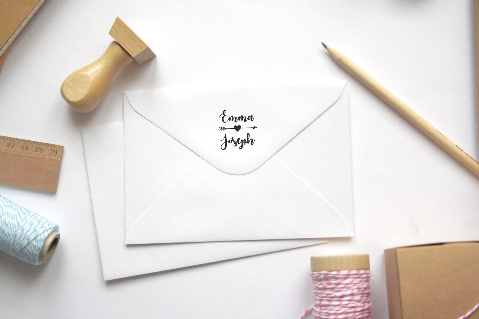 Wedding Stamp Names Script Calligraphy Arrow and Heart | Etsy