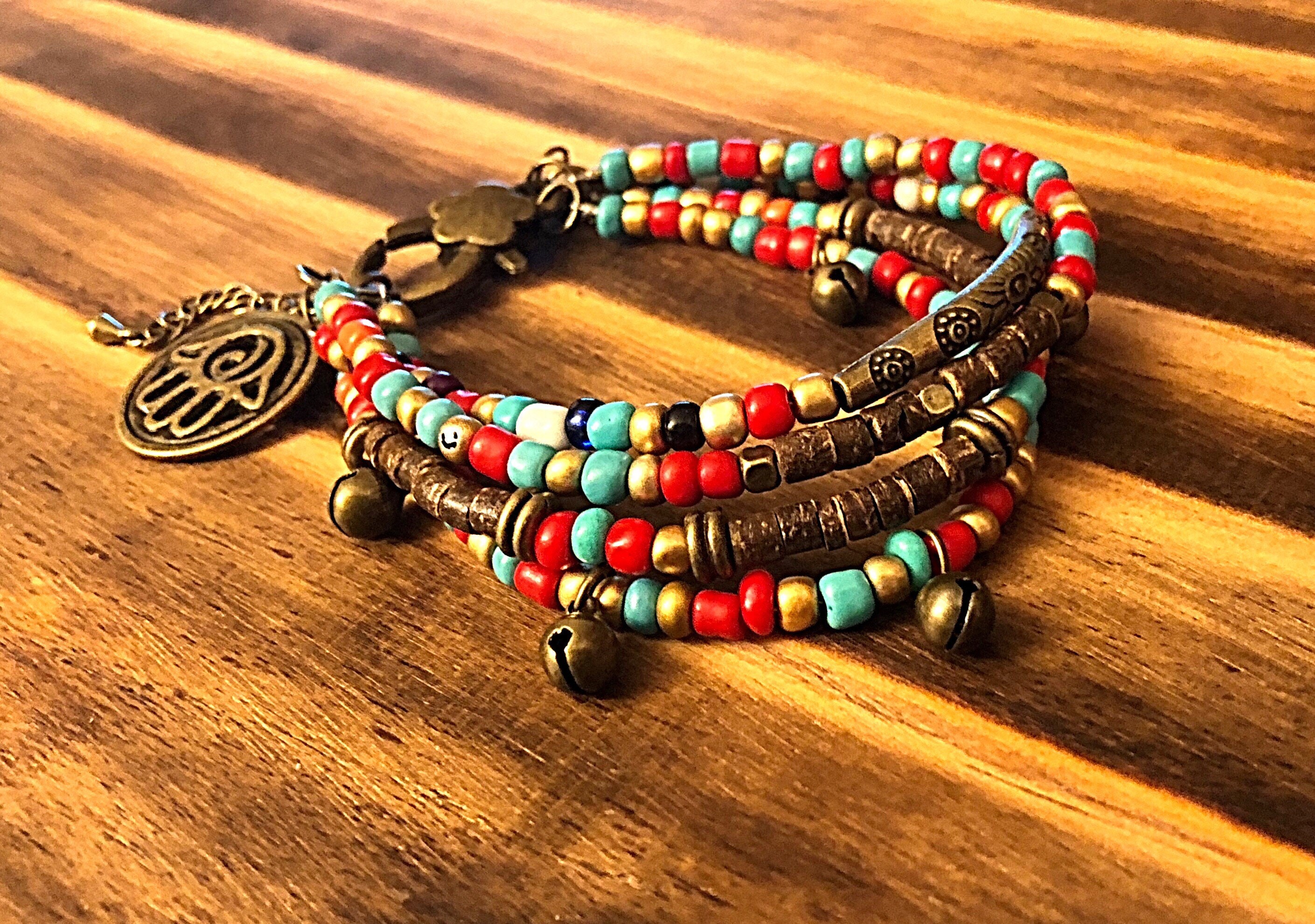 Coucnut beads seed beads bracelet | Etsy