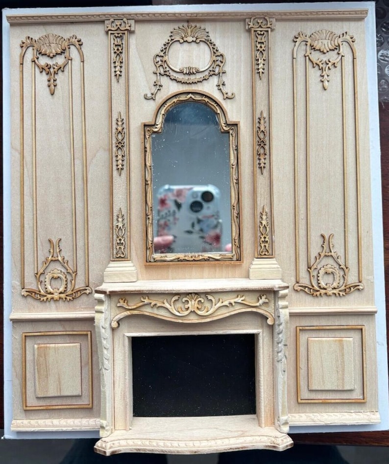 Dollhouse Miniature Wood Wall Panel With Fireplace 1:12 Unfinished - Etsy