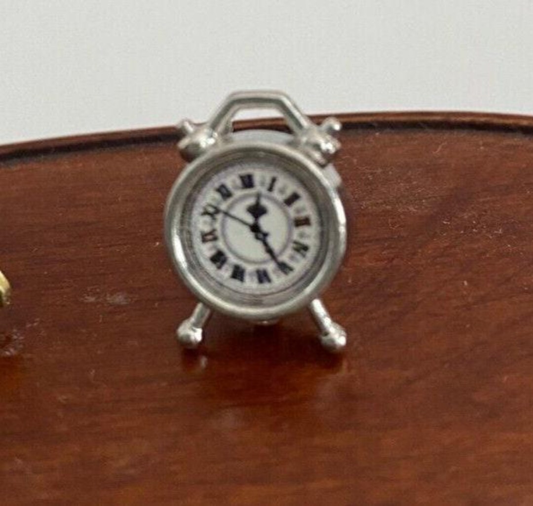Dollhouse Miniature Silver Alarm Clock - Etsy