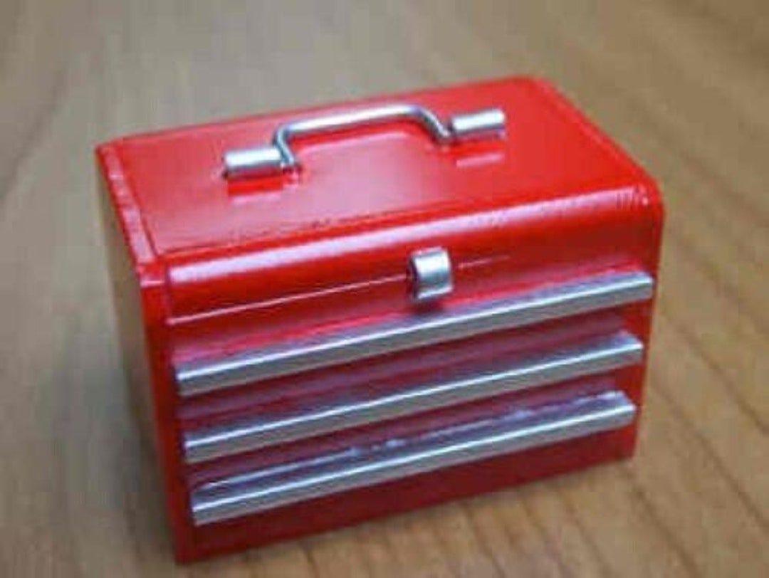 Dollhouse Miniature Red Toolbox Handcrafted by Delph Miniatures - Etsy