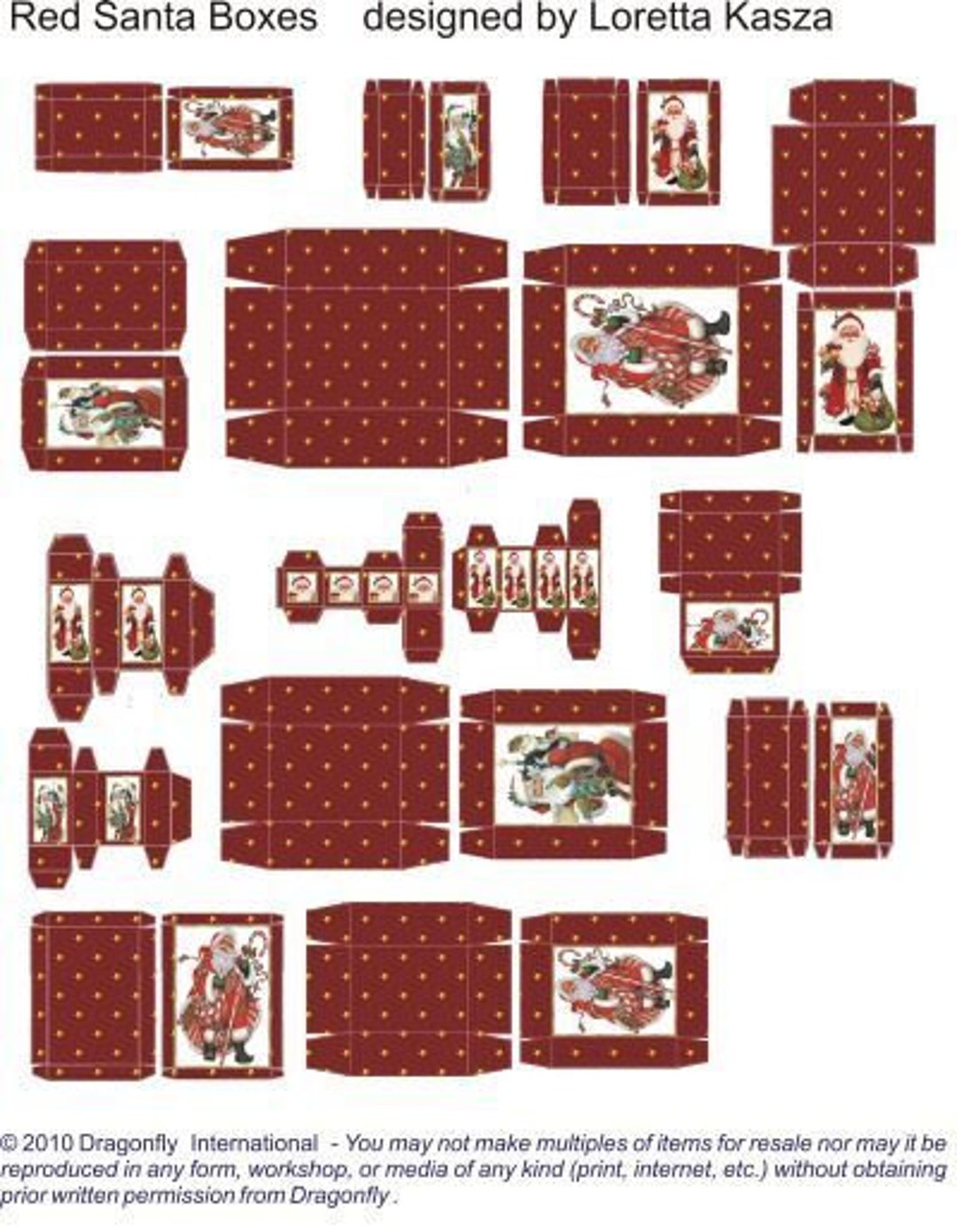 Dollhouse Miniature Red Santa Boxes - 1 Sheet - Etsy
