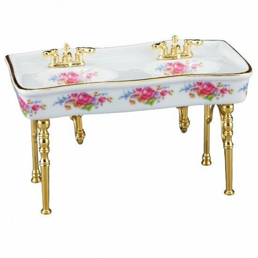 Reutter Porcelain Dollhouse Miniature Double Sink Dresden Rose - Etsy